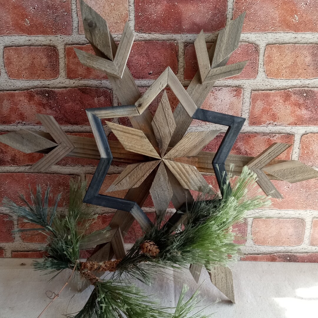 Rustic Reclaimed Cedar Wood Christmas Snowflake: Holiday Mantel Decor ...