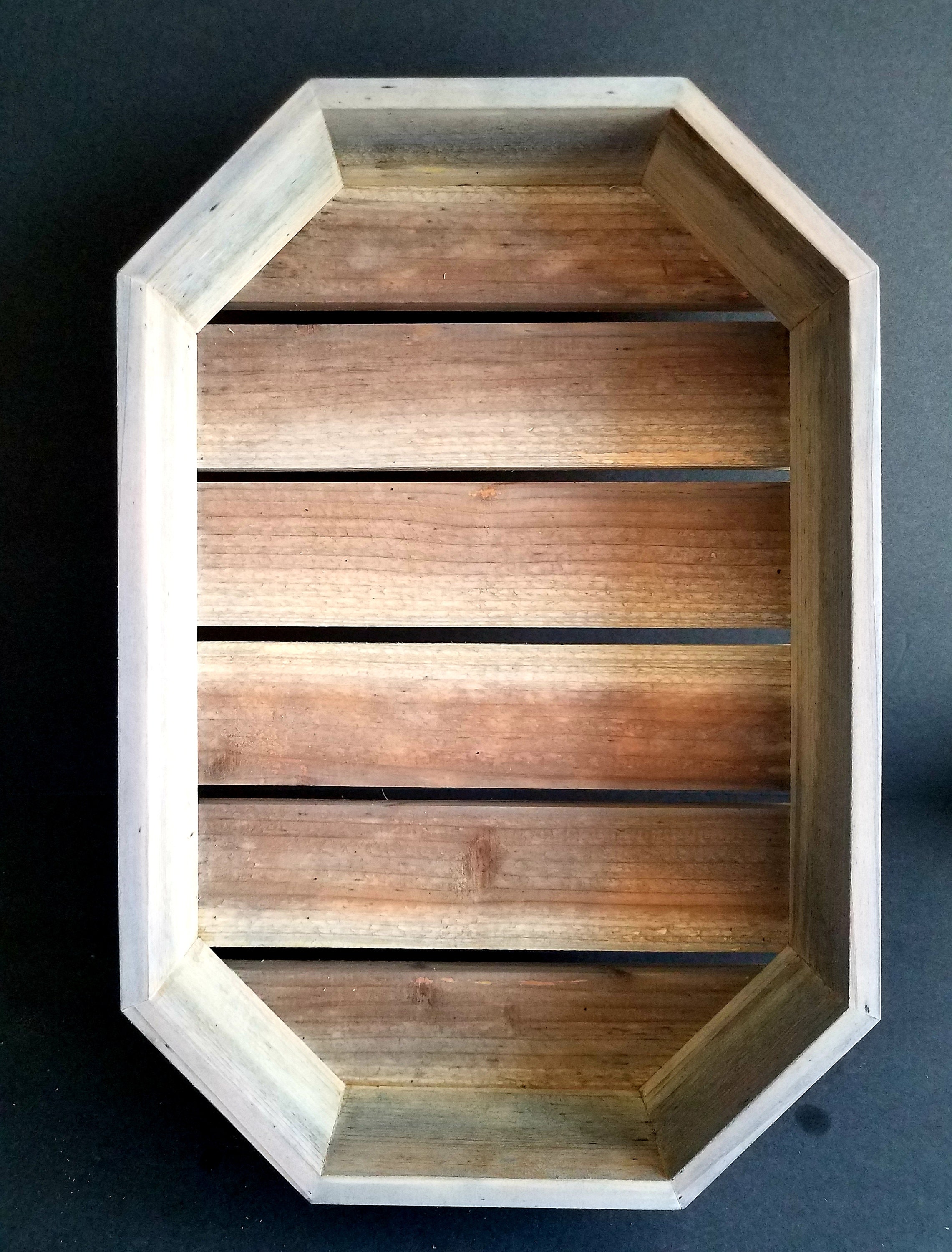 Rectangle Octagon Wood Crate, Rustic Wooden Storage, Farmhouse Style ...