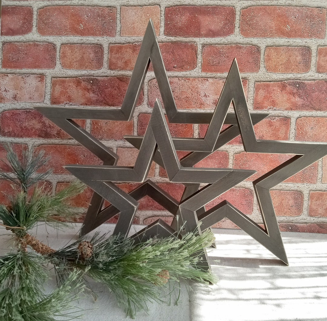 Distressed Wood Star Set: Farmhouse Mantel Decor - Etsy