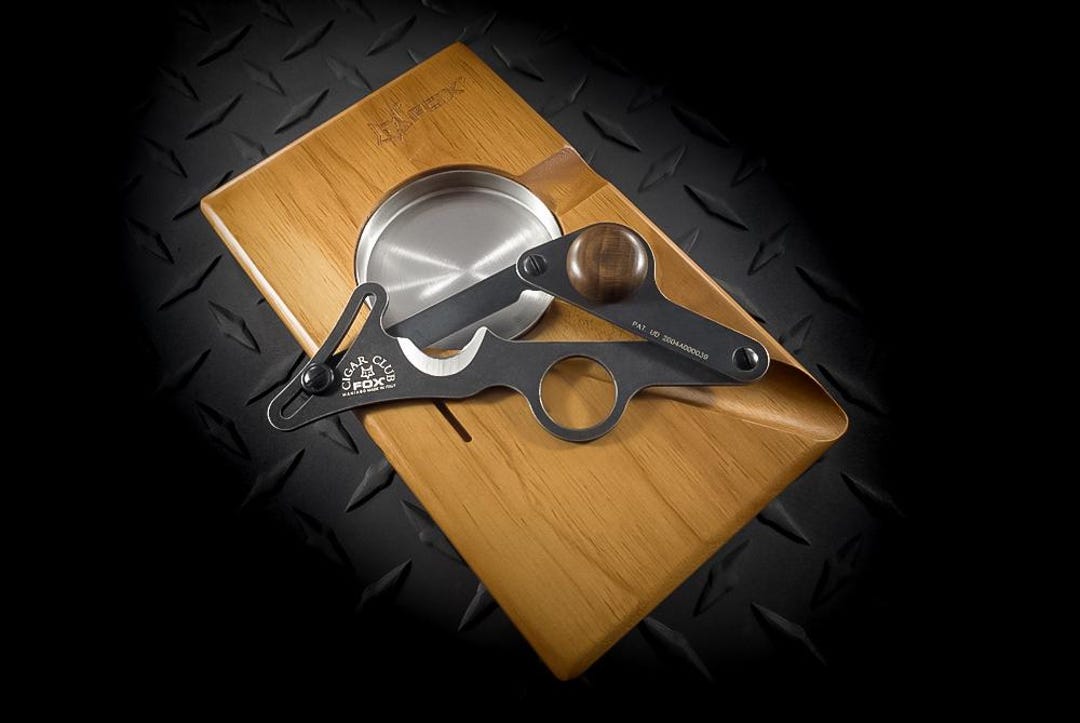 Fox Knives 749/1 BSW Wooden Support W/ Cigar Cutter and Stainless Steel ...