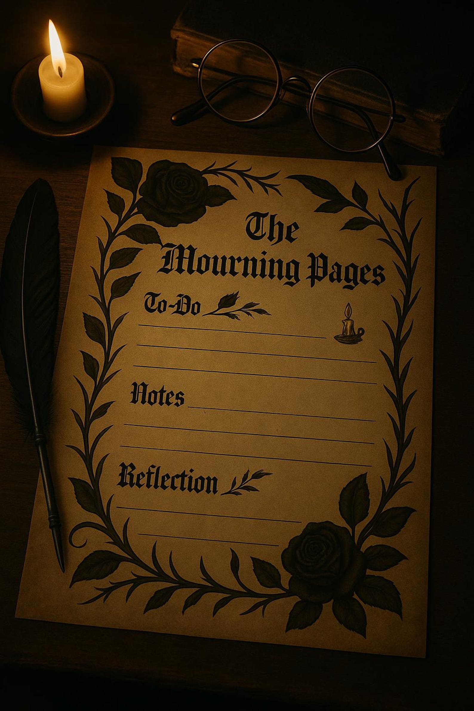 The Mourning Pages — A Printable Gothic Journal (8 Pages) Daily ...