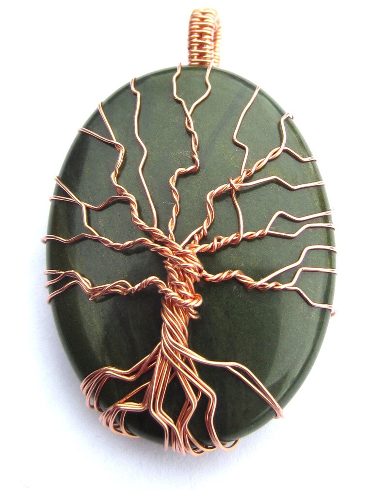 Wire Work Tree of Life on African Jade Stone,wire Weaving,semi Precious ...