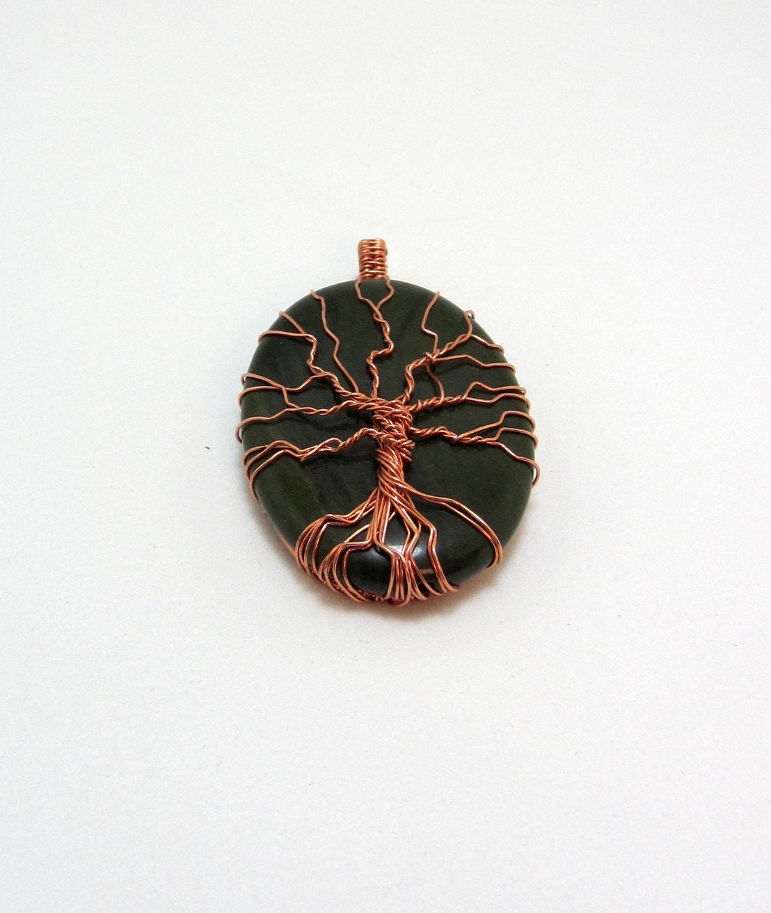 Wire Work Tree of Life on African Jade Stone,wire Weaving,semi Precious ...