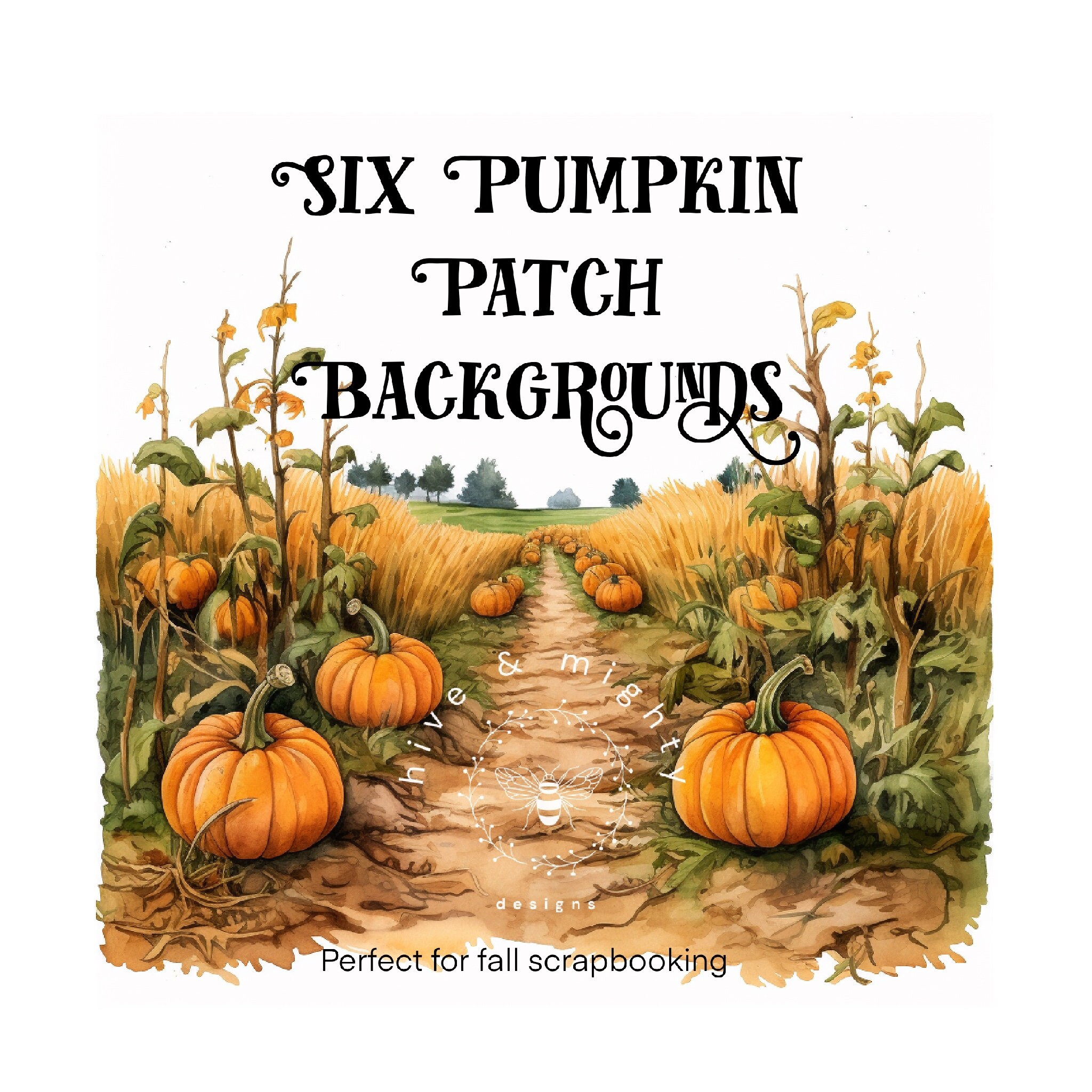 Six Digital High Resolution Pumpkin Patch Backgrounds With Bonus Pngs ...