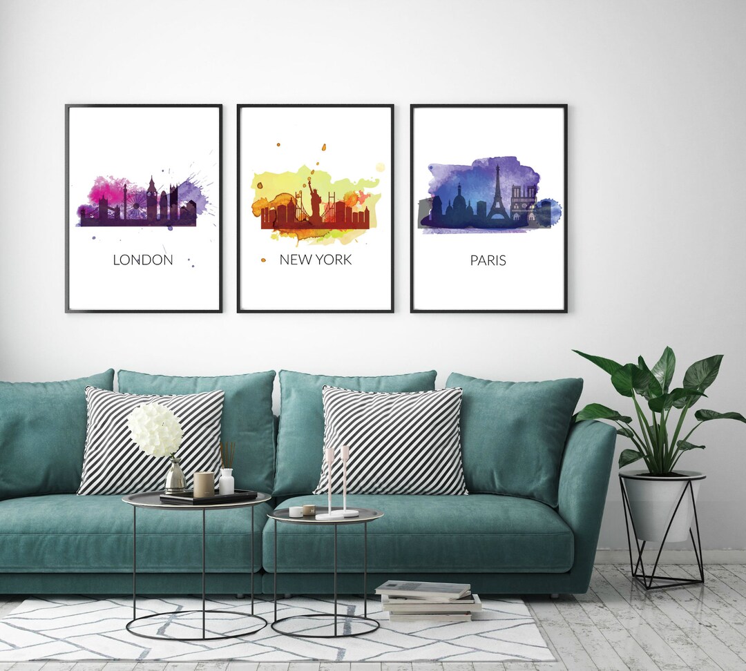 Watercolor City Scapes of Paris Newyork and London New York - Etsy