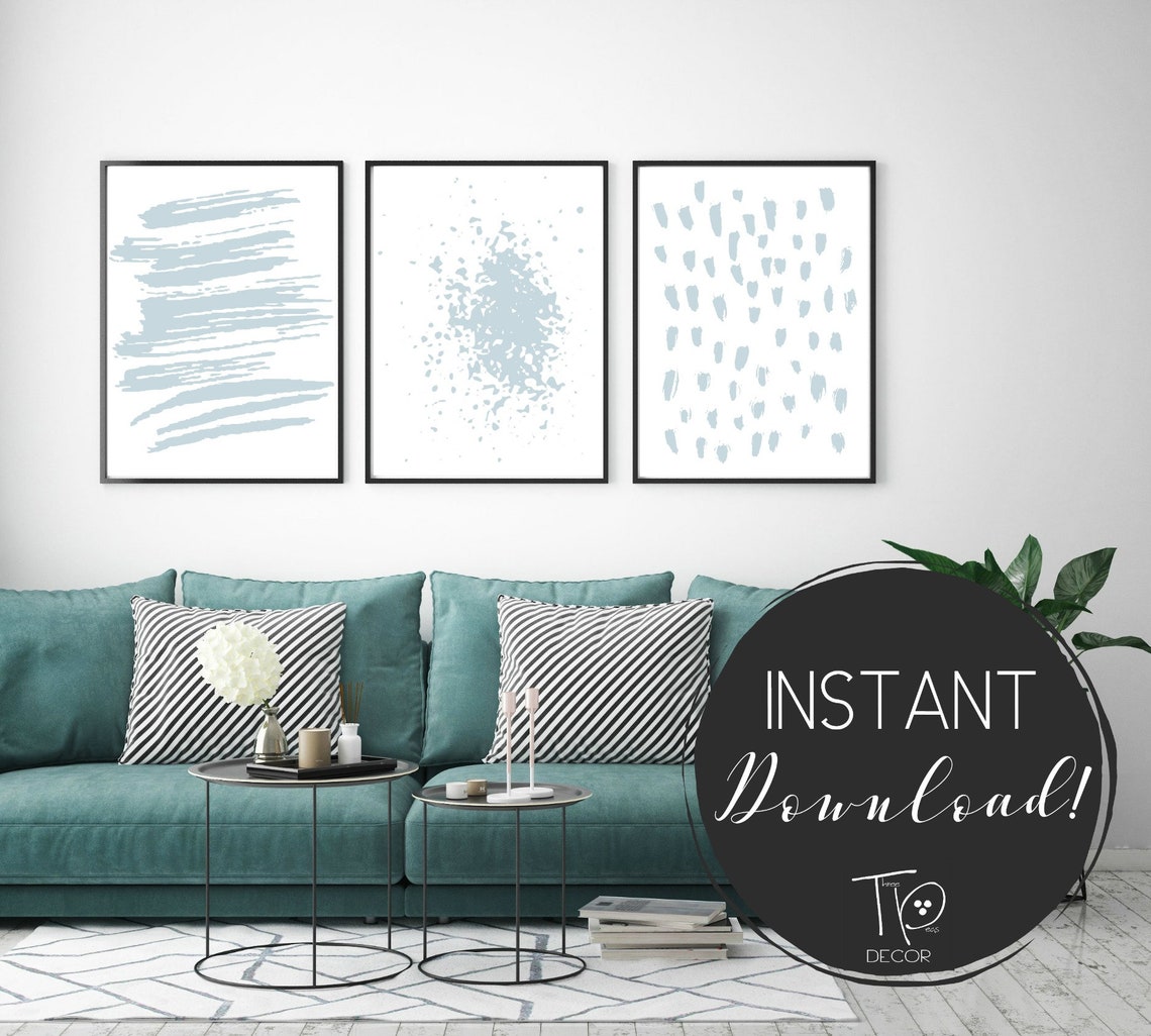 Blue/grey Abstract Gallery Wall Decor Abstract Nursery - Etsy