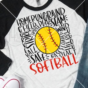 Softball Typography / Word Art / Softball SVG / Softball PNG / Softball ...
