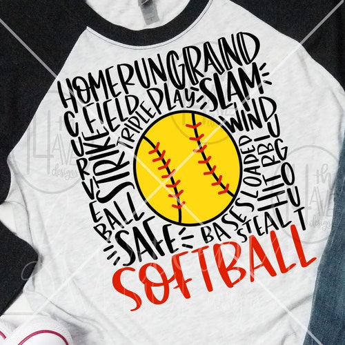 Softball Typography / Word Art / Softball SVG / Softball PNG / - Etsy