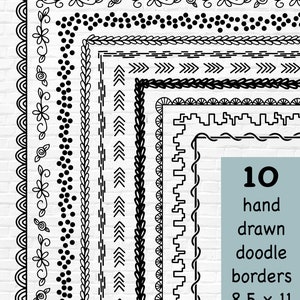 Hand Drawn Doodle Border PNG Bundle, Digital Paper Crafts, Hand Drawn ...