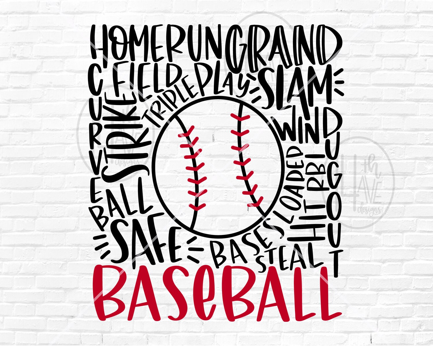 Baseball Typography / Word Art / Baseball SVG / Baseball PNG / - Etsy