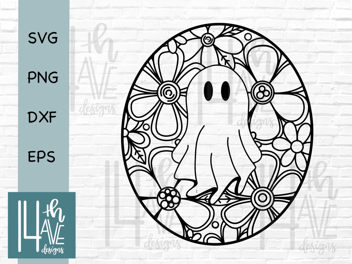 Daisy Ghost SVG Design Ghost With Daisy PNG Retro Halloween - Etsy