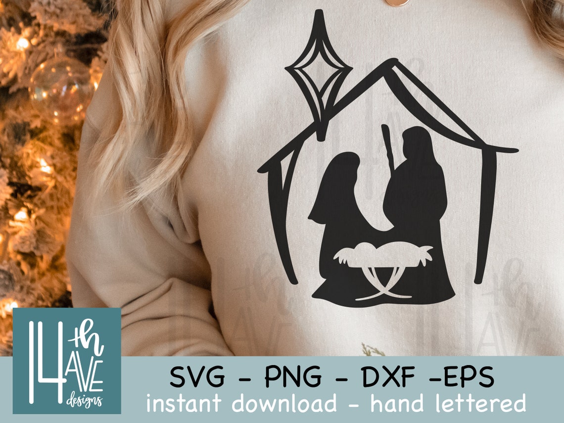 Nativity SVG Manger SVG Hand Lettered and Hand Drawn - Etsy
