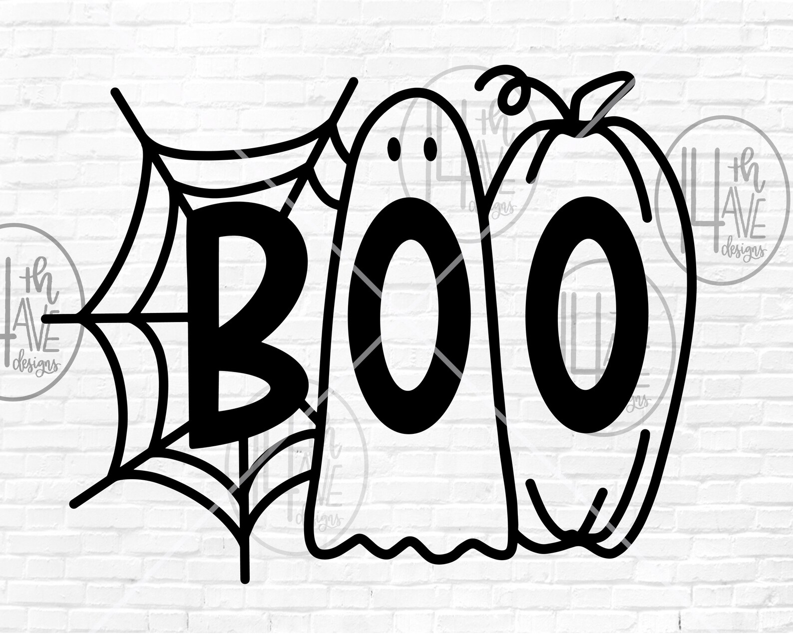 Boo SVG Halloween SVG Cut File Spider Web Ghost | Etsy