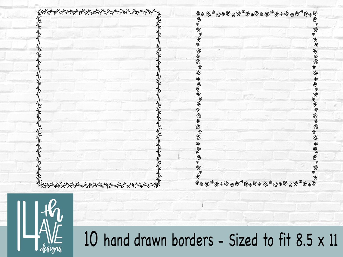 Hand Drawn Doodle Frame PNG Bundle Digital Paper Crafts Hand - Etsy