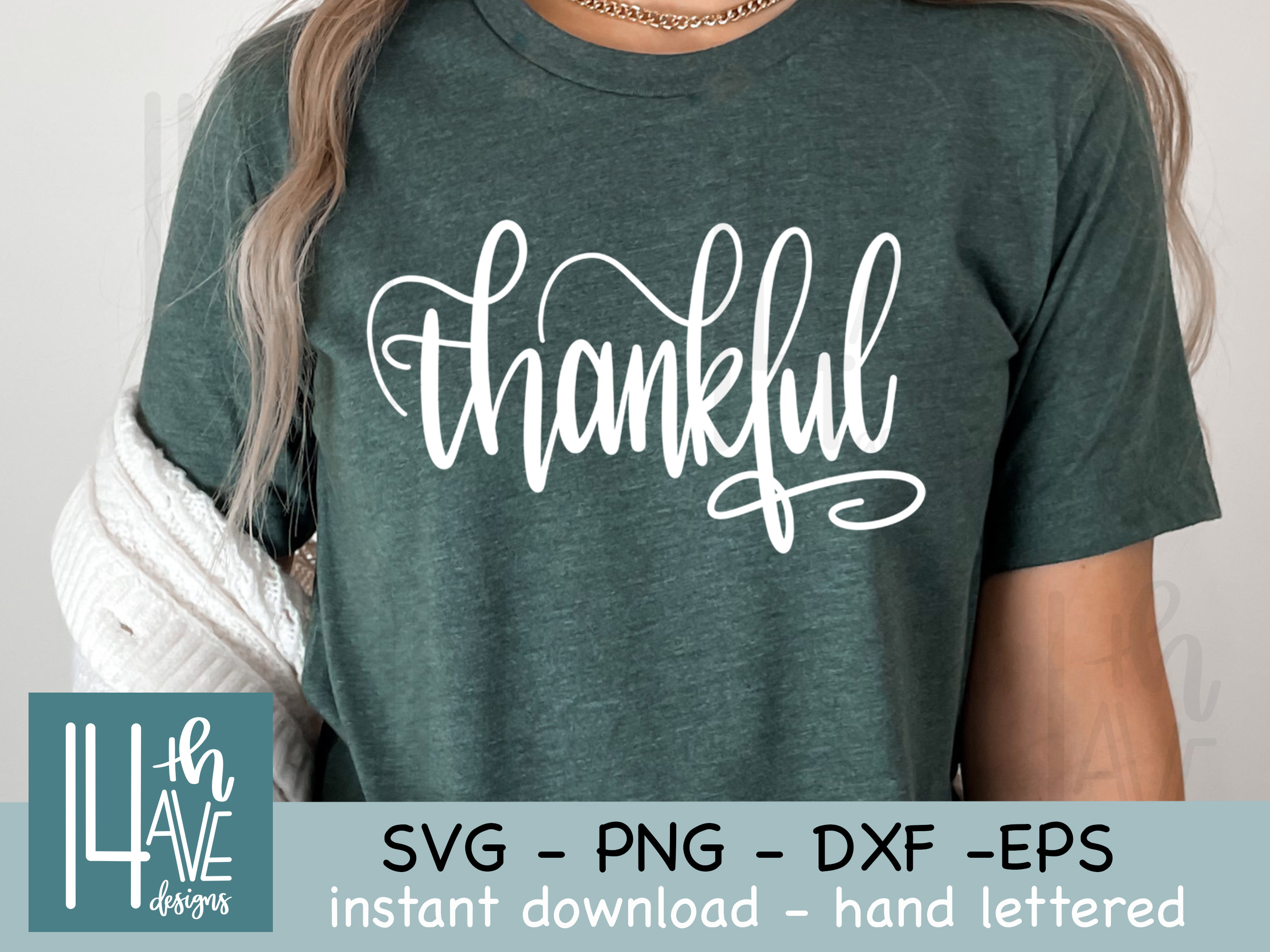 Thankful SVG Cut File, Hand Lettered SVG, Png, Dxf, Thanksgiving Cut ...