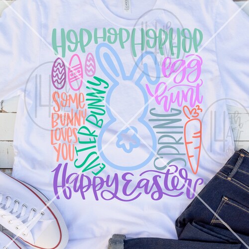 Easter SVG / Word Art / Happy Easter SVG / Easter Bunny / | Etsy