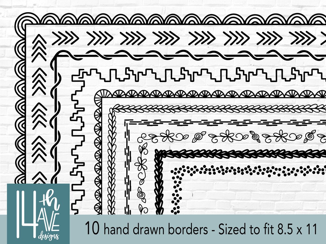 Hand Drawn Doodle Border PNG Bundle Digital Paper Crafts - Etsy