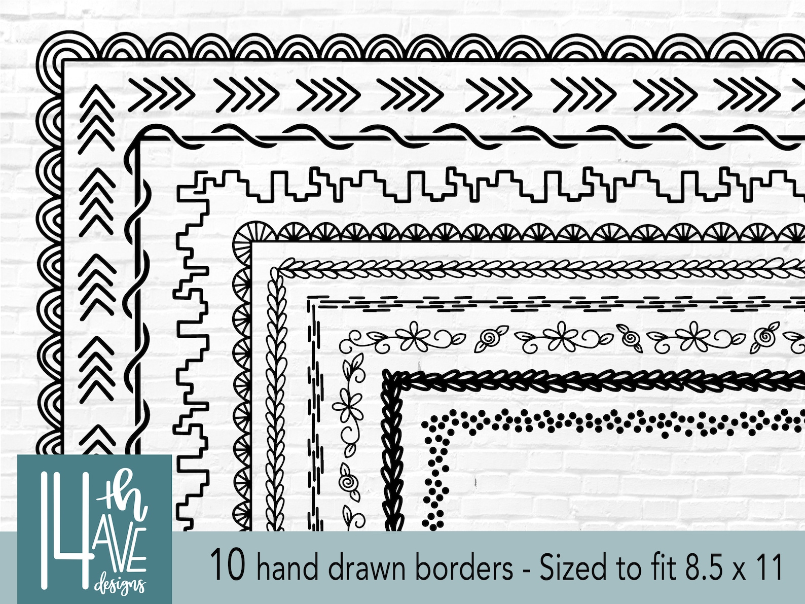 Hand Drawn Doodle Border PNG Bundle Digital Paper Crafts - Etsy
