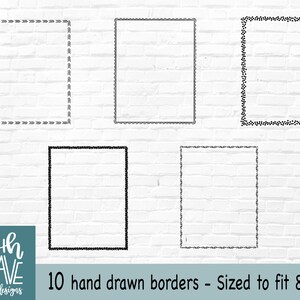 Hand Drawn Doodle Border PNG Bundle, Digital Paper Crafts, Hand Drawn ...