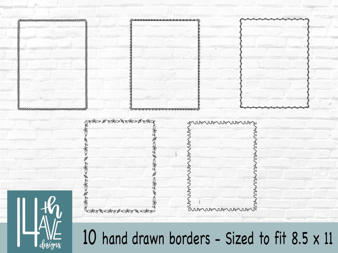 Hand Drawn Doodle Border PNG Bundle Digital Paper Crafts - Etsy