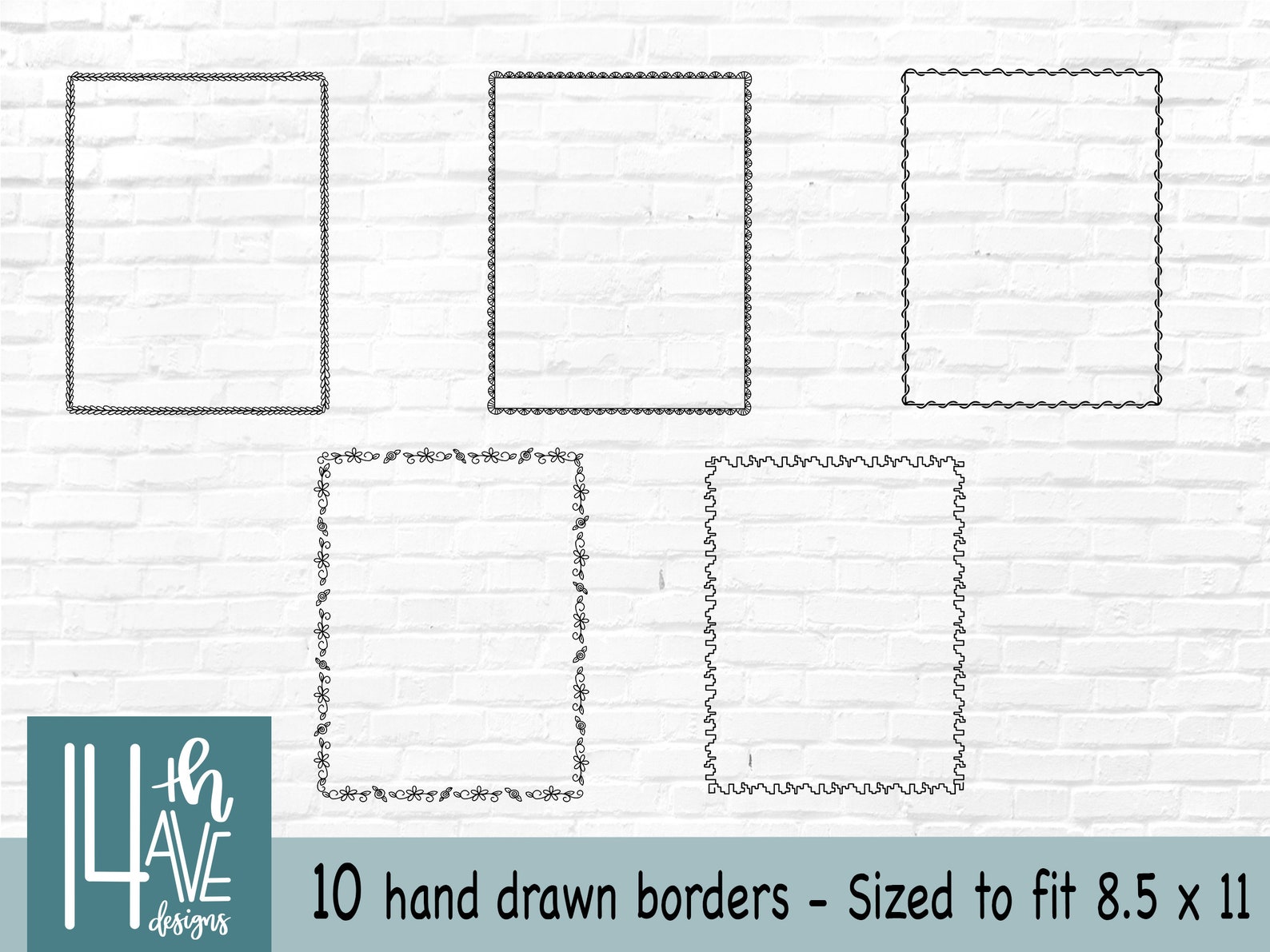 Hand Drawn Doodle Border PNG Bundle, Digital Paper Crafts, Hand Drawn ...