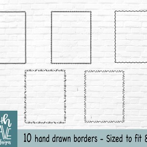 Hand Drawn Doodle Border PNG Bundle, Digital Paper Crafts, Hand Drawn ...