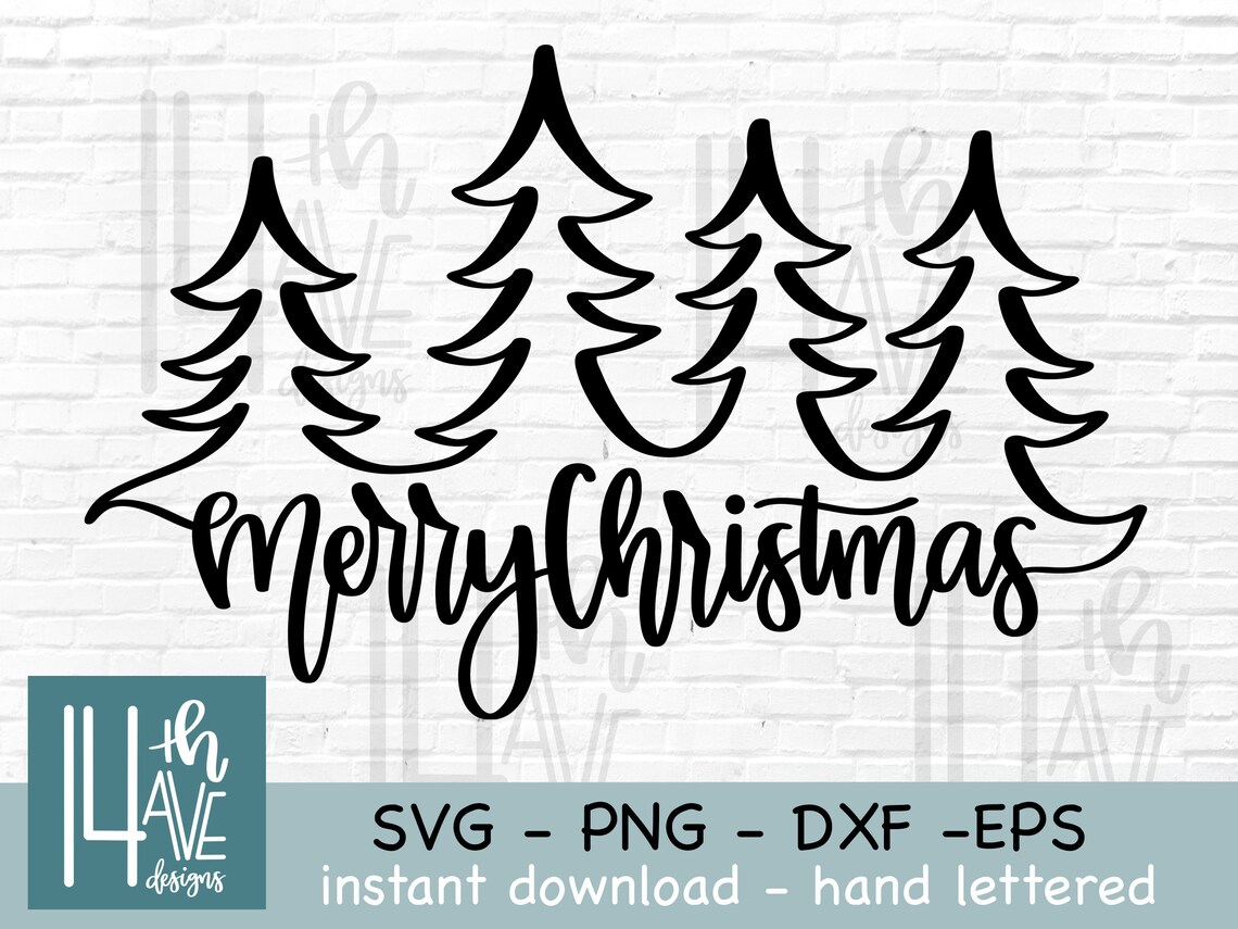 Merry Christmas SVG Christmas Tree Cut File Hand Lettered - Etsy
