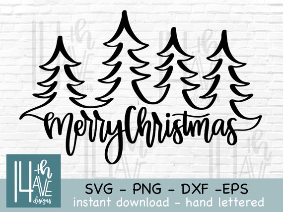 Merry Christmas SVG Christmas Tree Cut File Hand Lettered - Etsy