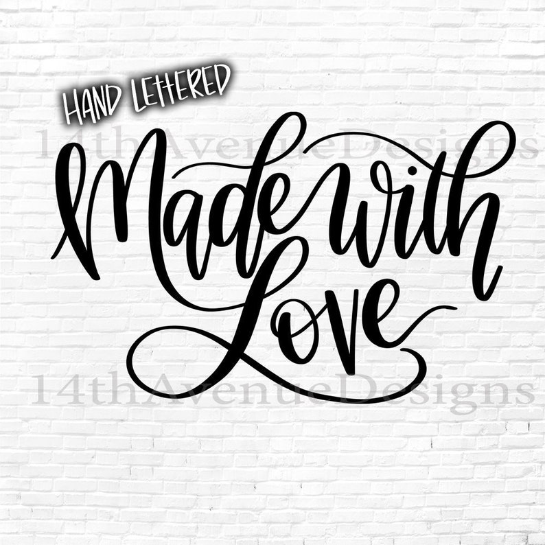 Made With Love SVG Cut File, Christmas Gift Tag PNG, Hand Lettered ...