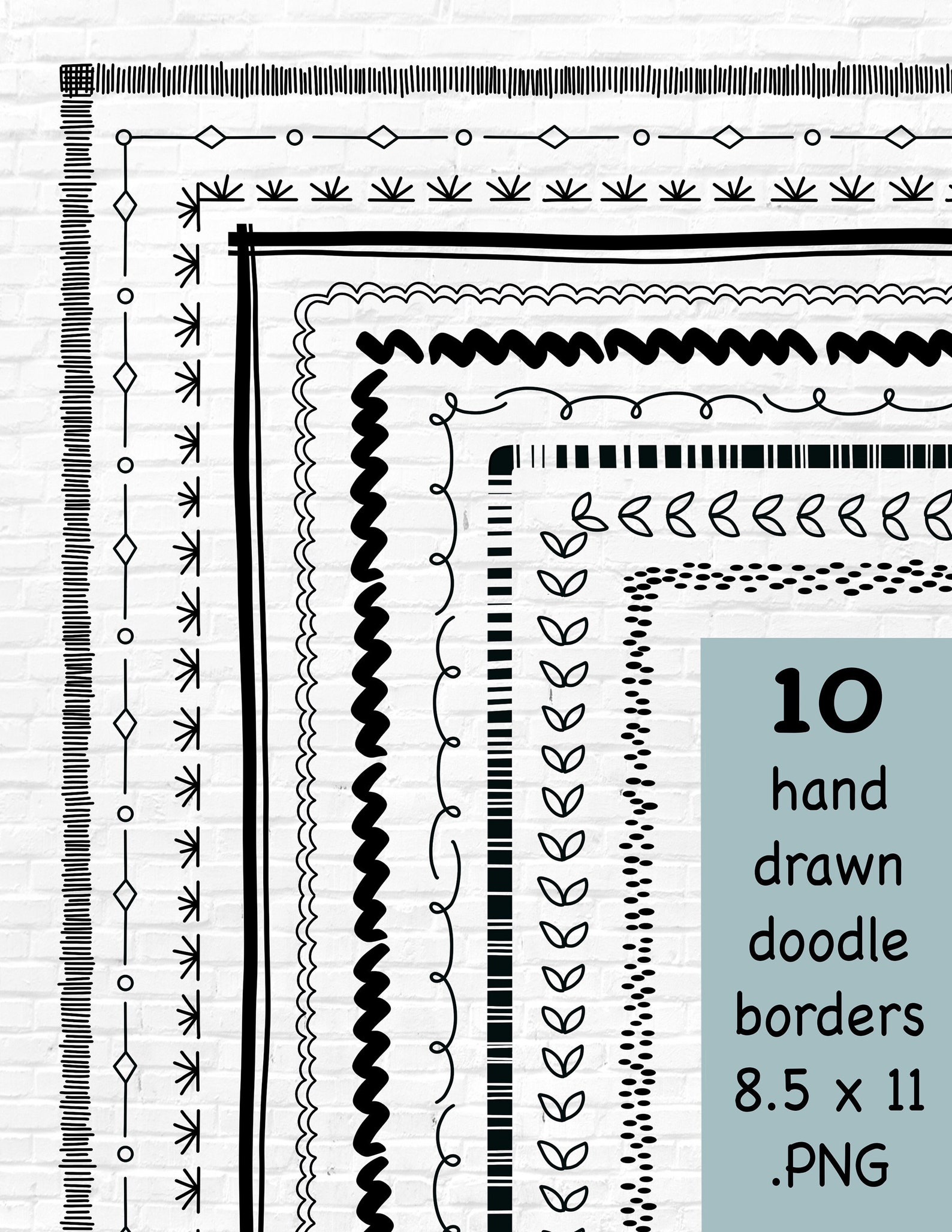Doodle Frame Clip Art Set Hand Drawn Frame PNG Bundle - Etsy