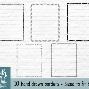Doodle Frame Clip Art Set, Hand Drawn Frame PNG Bundle, Digital Paper ...