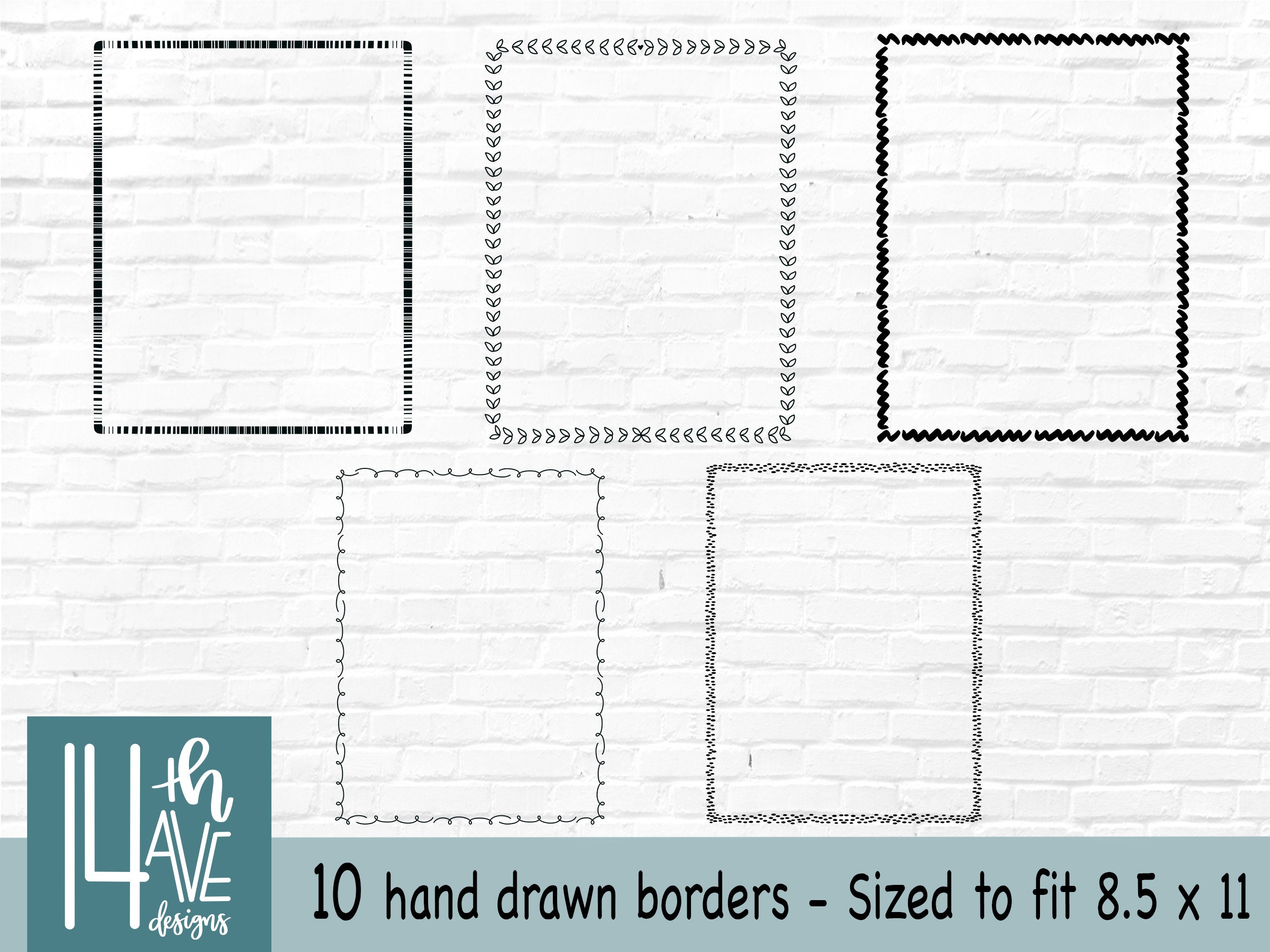 Doodle Frame Clip Art Set, Hand Drawn Frame PNG Bundle, Digital Paper ...