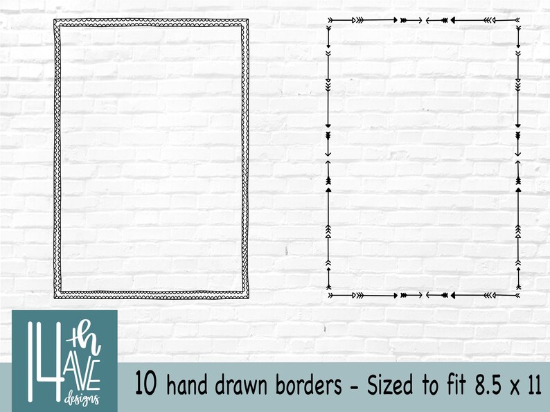 Hand Drawn Doodle Frame PNG Bundle, Digital Paper Crafts, Hand Drawn ...