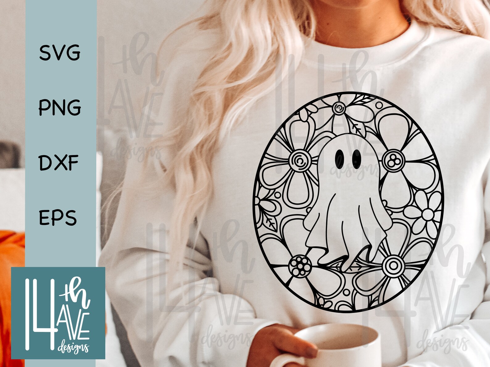 Daisy Ghost SVG Design Ghost With Daisy PNG Retro Halloween - Etsy