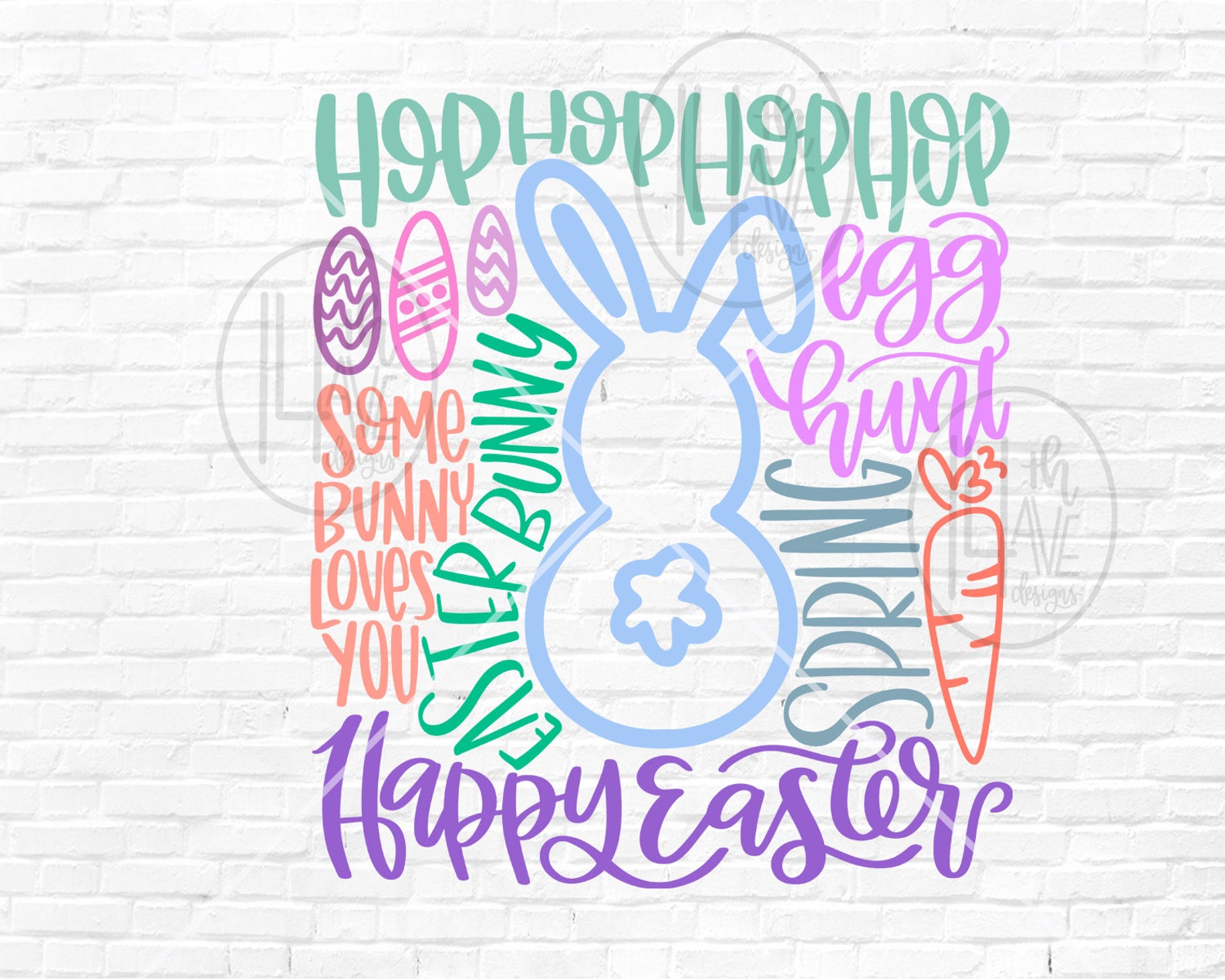 Easter SVG / Word Art / Happy Easter SVG / Easter Bunny / | Etsy
