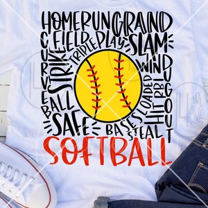 Softball Typography / Word Art / Softball SVG / Softball PNG / Softball ...