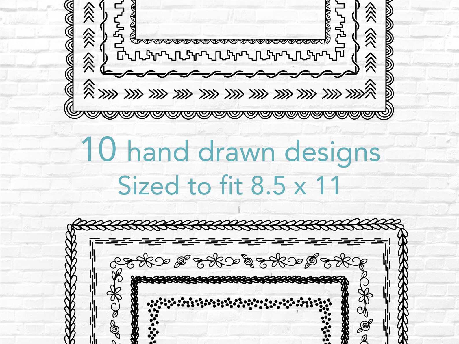 Hand Drawn Doodle Border PNG Bundle Digital Paper Crafts - Etsy