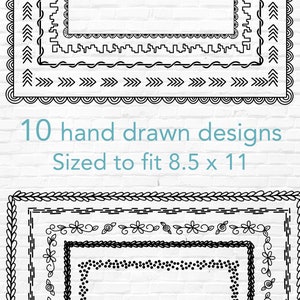 Hand Drawn Doodle Border PNG Bundle, Digital Paper Crafts, Hand Drawn ...