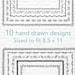 Hand Drawn Doodle Border PNG Bundle, Digital Paper Crafts, Hand Drawn ...