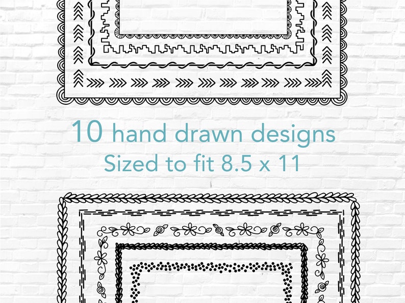 Hand Drawn Doodle Border PNG Bundle Digital Paper Crafts - Etsy