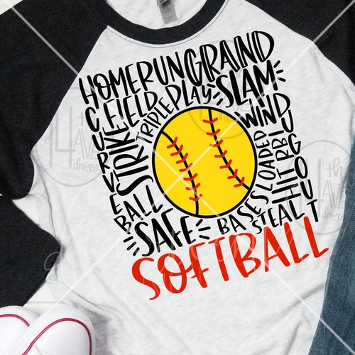 Softball Typography / Word Art / Softball SVG / Softball PNG / - Etsy