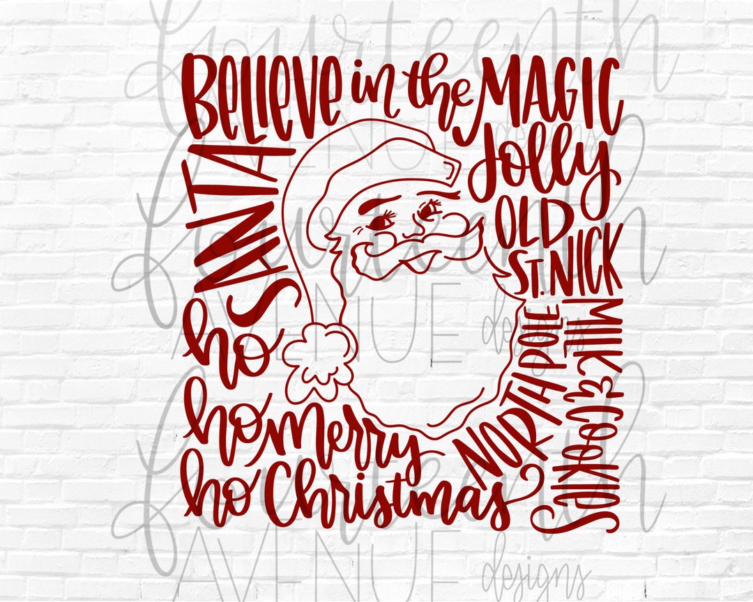 Santa SVG / Christmas Typography / Word Art / Christmas SVG / Christmas ...