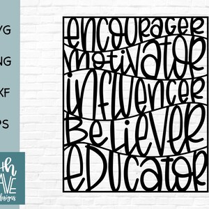 Educator SVG, Hand Lettered, Teacher Quote, Teacher Gift SVG, Retro ...