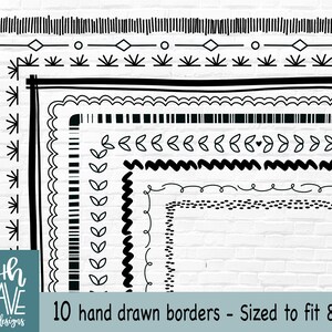 Doodle Frame Clip Art Set, Hand Drawn Frame PNG Bundle, Digital Paper ...