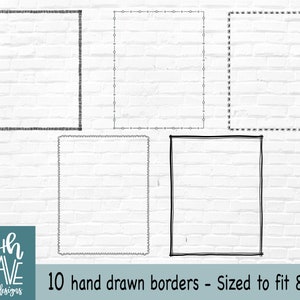 Doodle Frame Clip Art Set, Hand Drawn Frame PNG Bundle, Digital Paper ...