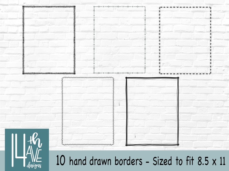 Doodle Frame Clip Art Set, Hand Drawn Frame PNG Bundle, Digital Paper ...