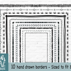 Doodle Frame Clip Art Set, Hand Drawn Frame PNG Bundle, Digital Paper ...