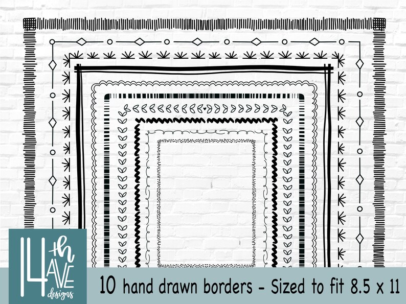 Doodle Frame Clip Art Set Hand Drawn Frame PNG Bundle - Etsy