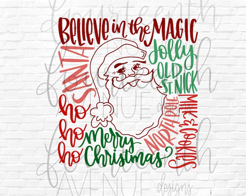 Christmas Typography / Santa SVG / Word Art / Christmas SVG / | Etsy