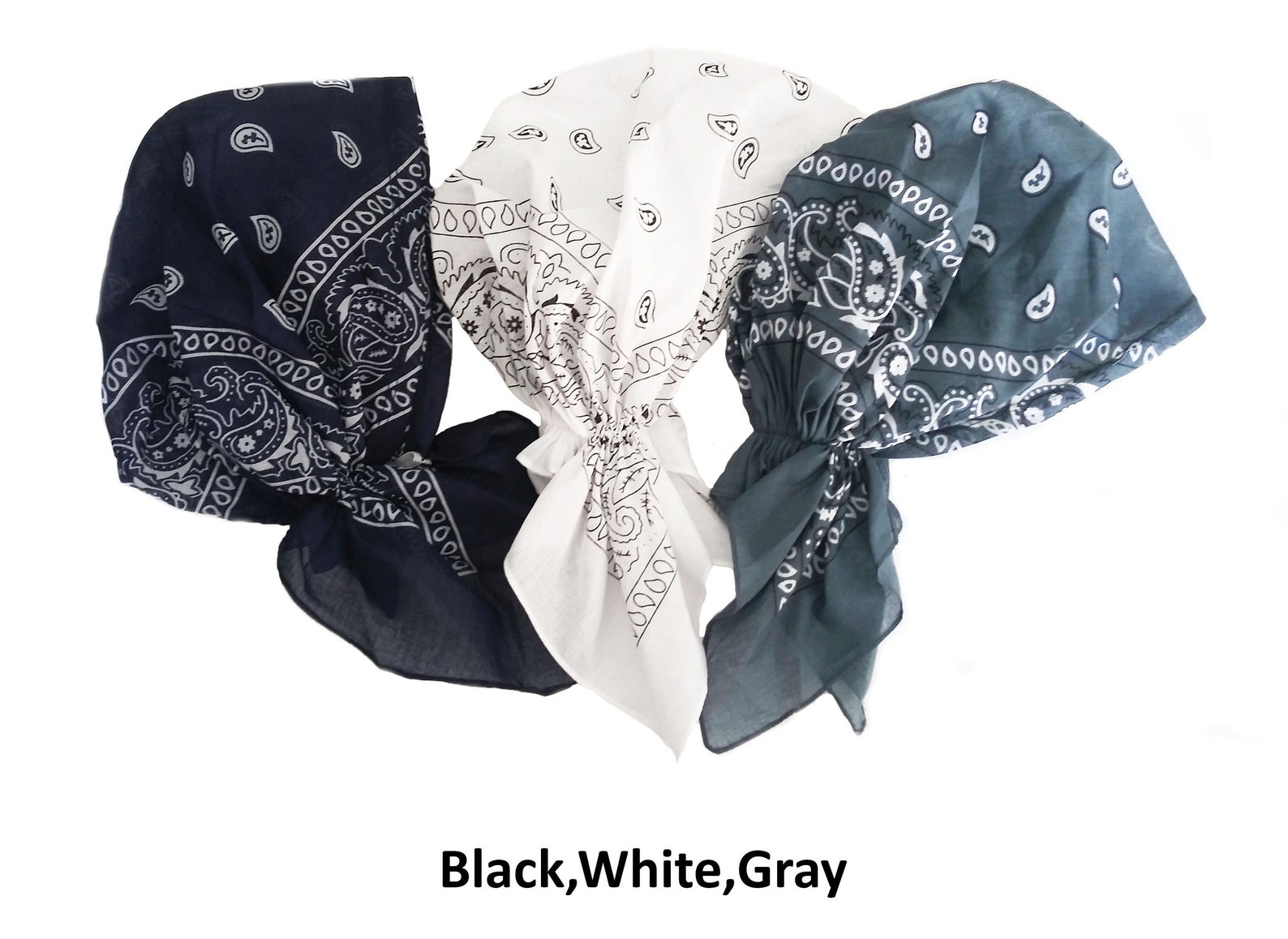 3 Pack Head Scarf Bandana Head Wrap Pre-tied Cotton Paisley - Etsy